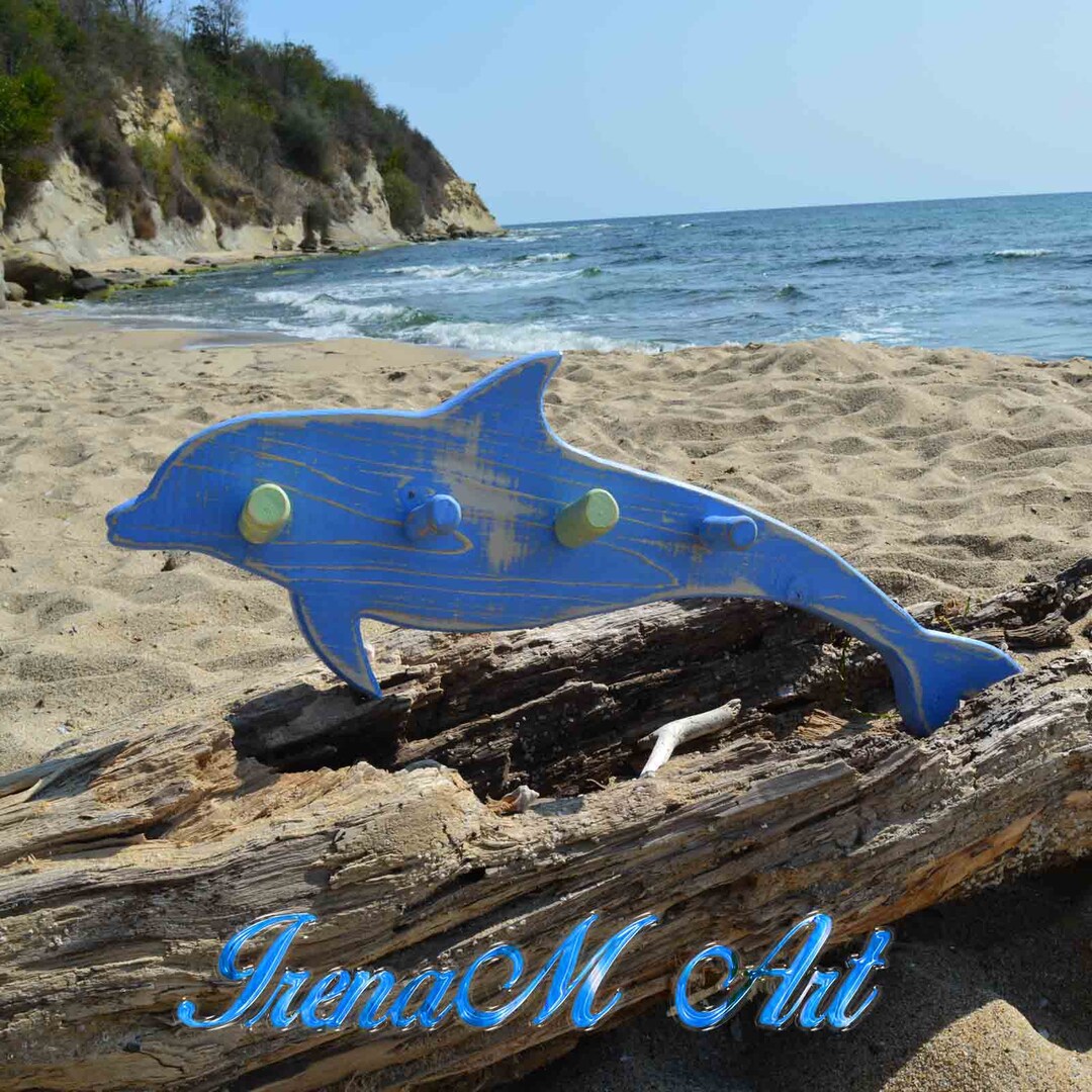 Wooden Dolphin Hanger Coastal Decor Beach Dolphins Rustic Wooden Hanger ...