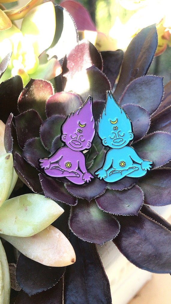 Zen Troll Enamel Pin Lilac Purple Sky Blue Best Friends - Etsy