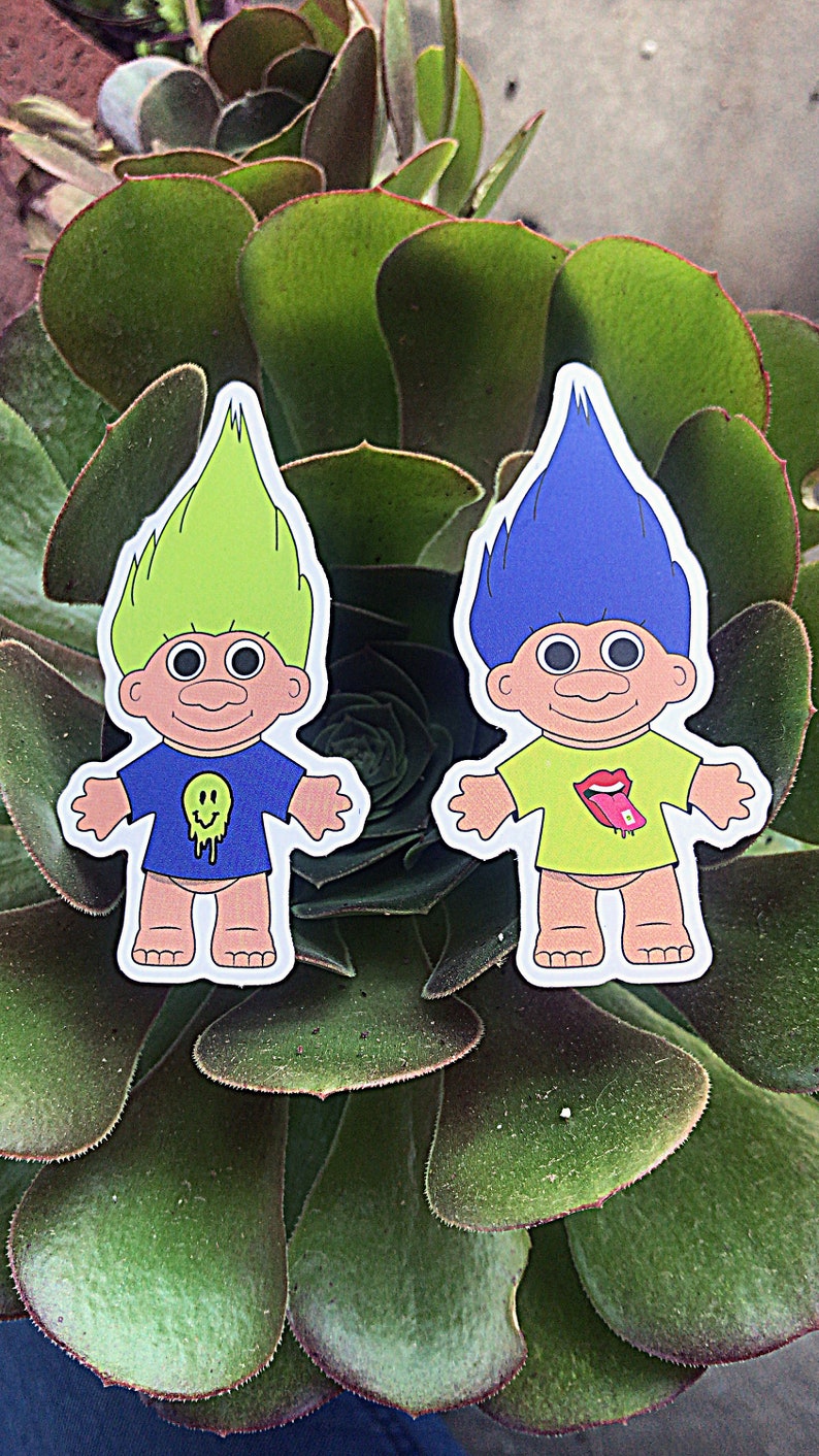 Trippy Troll Stickers - Dripping Smiley Face and Acid Tongue 3 Inch - Etsy
