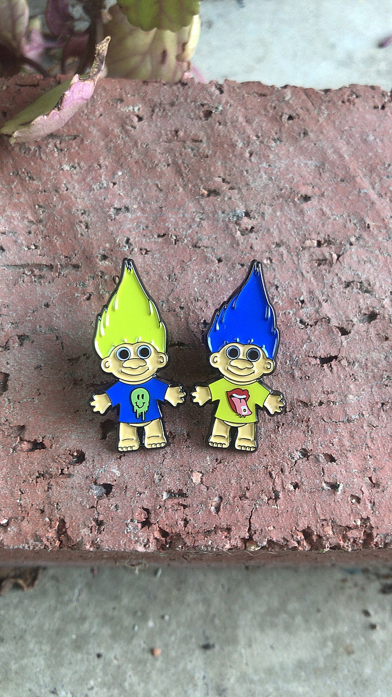 Trippy Troll Enamel Pins 1.25 Dripping Smiley Face Acid | Etsy