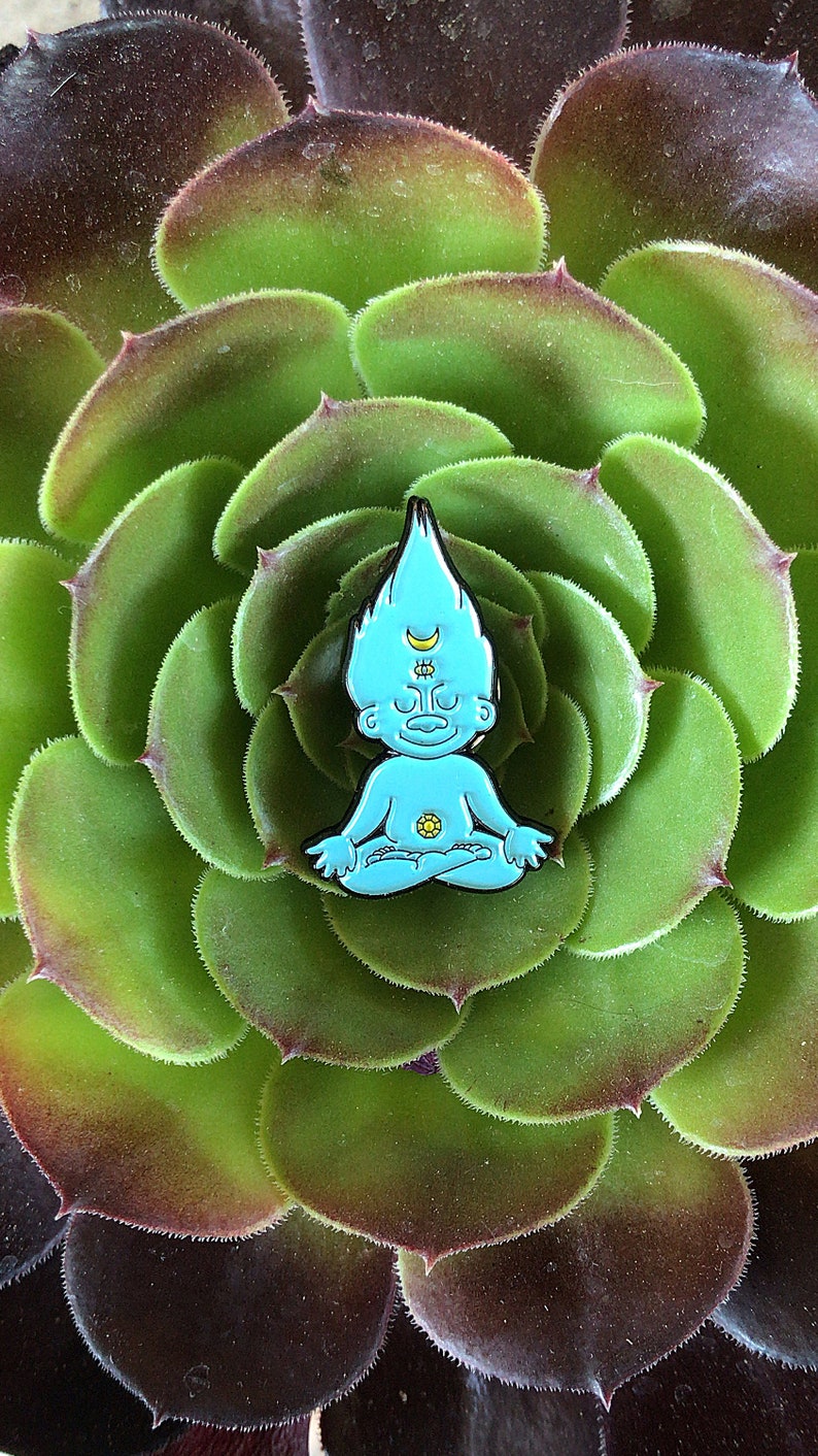 Zen Troll Enamel Pin - Lilac Purple, Sky Blue - Best Friends Spiritual ...