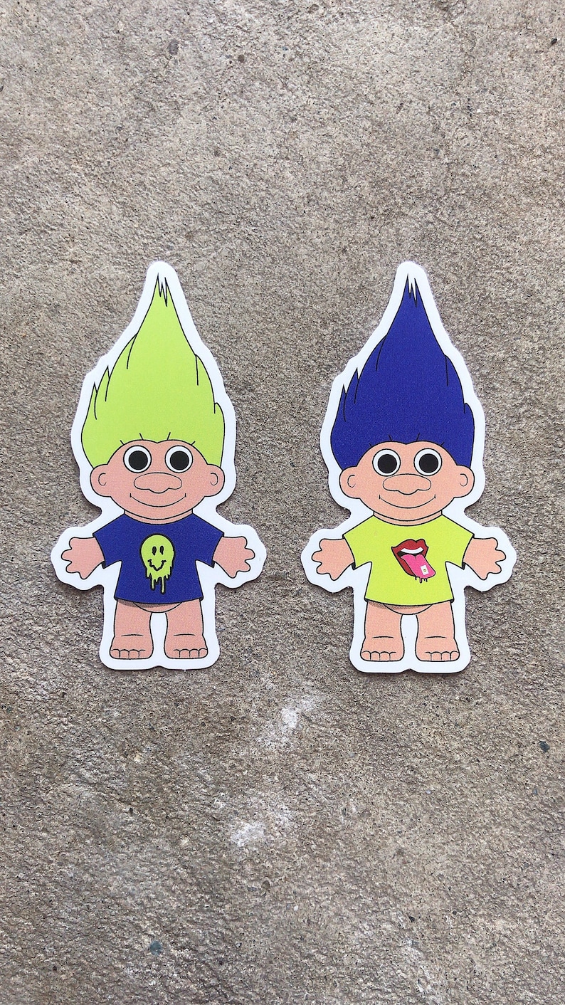 Trippy Troll Stickers - Dripping Smiley Face and Acid Tongue 3 Inch - Etsy