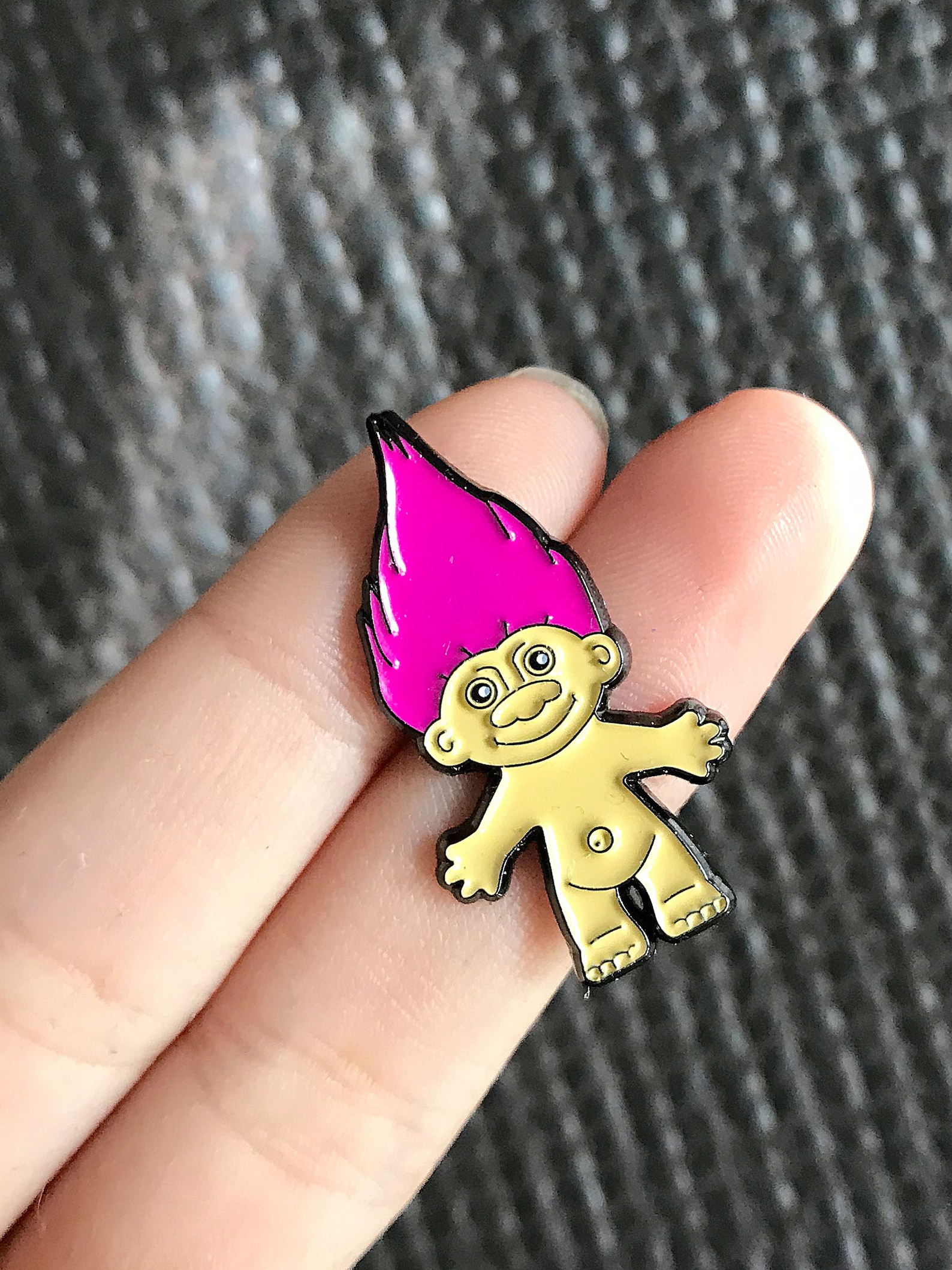 Yellow or Pink Hair 90's Good Luck Troll Enamel Pin - 1.25 Simple ...