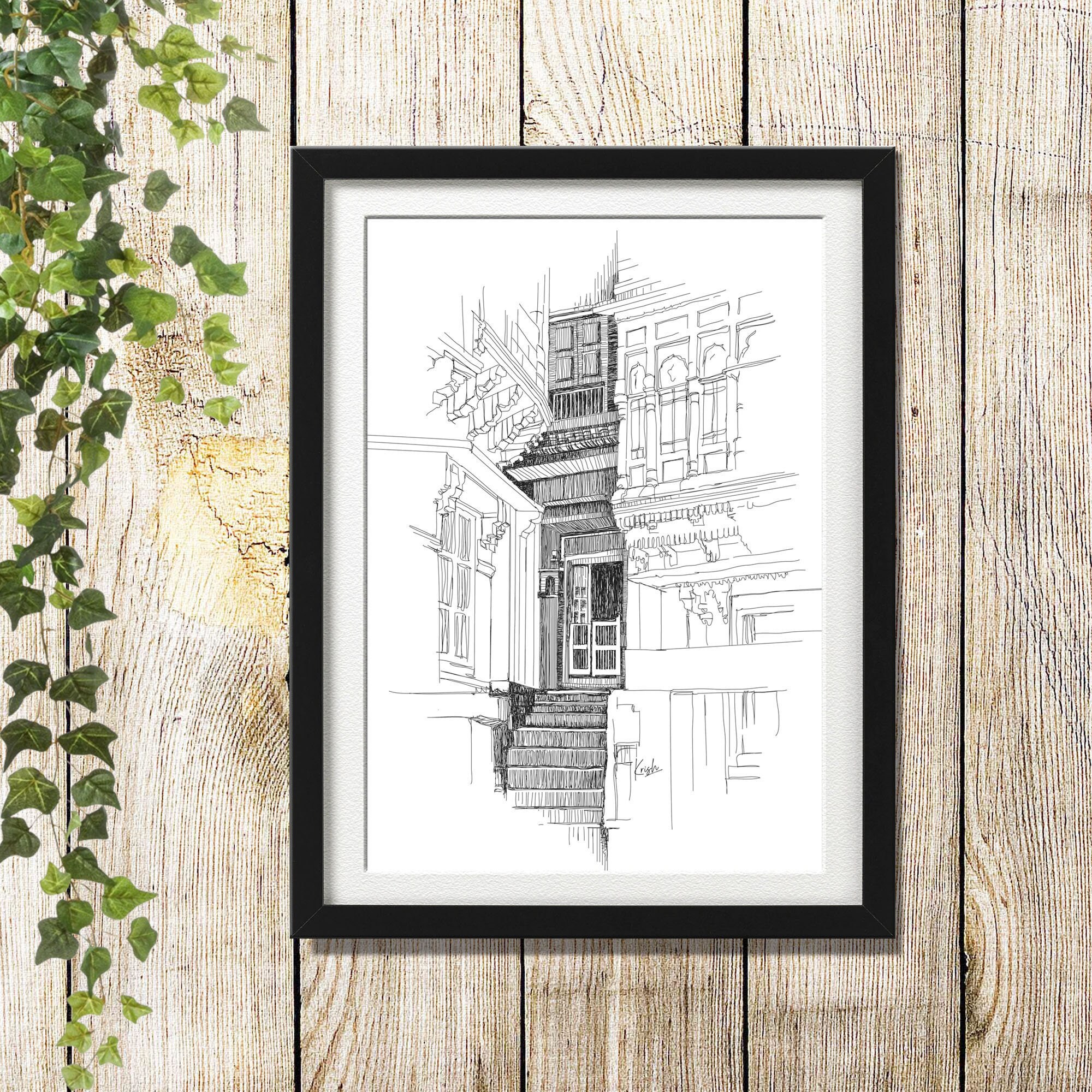 Buy Varanasi India Digital Sketch. Downloadable Image, Printable Art ...