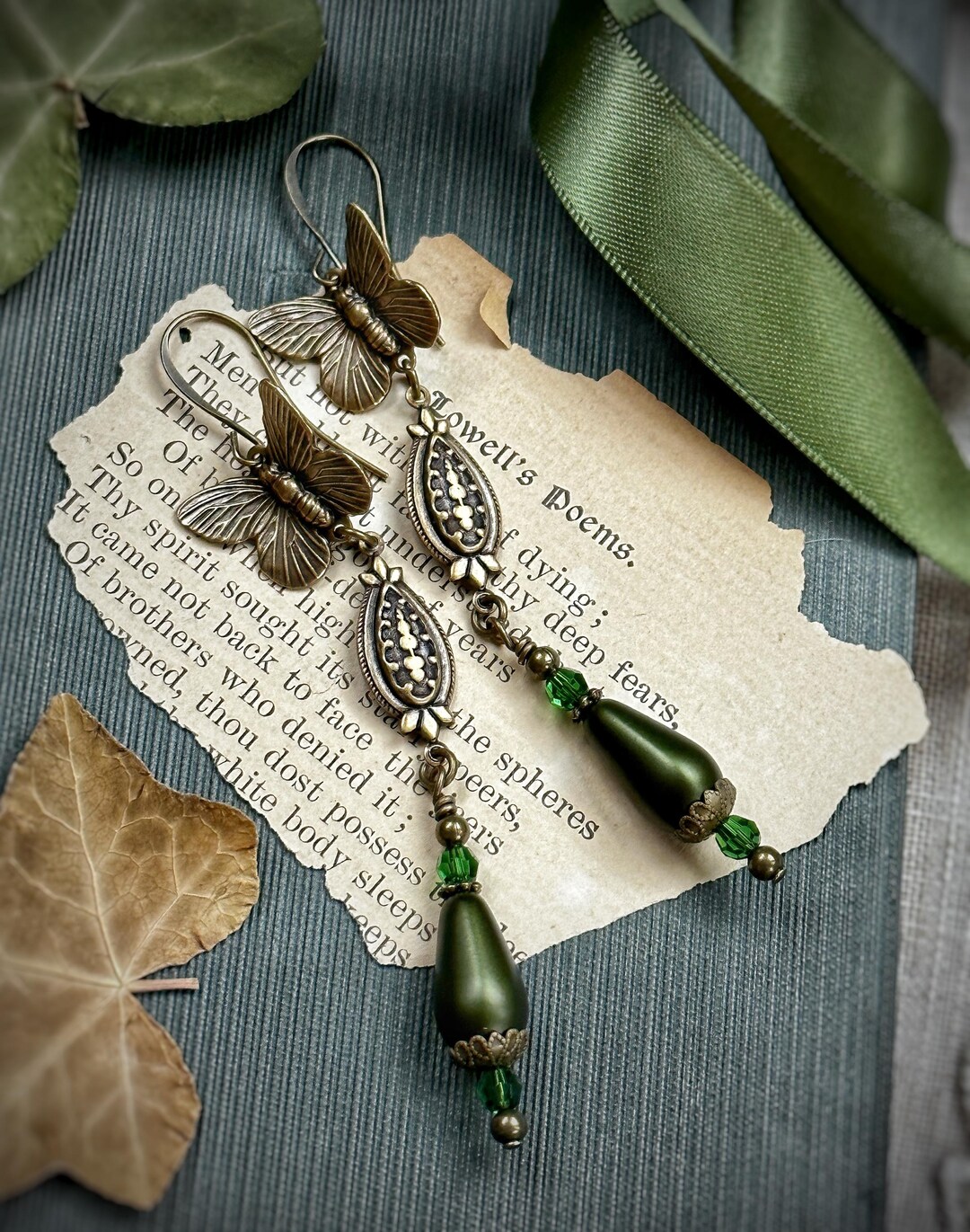 Earthbound Victorian Antique Style Butterfly Earrings, Gothic Earrings ...
