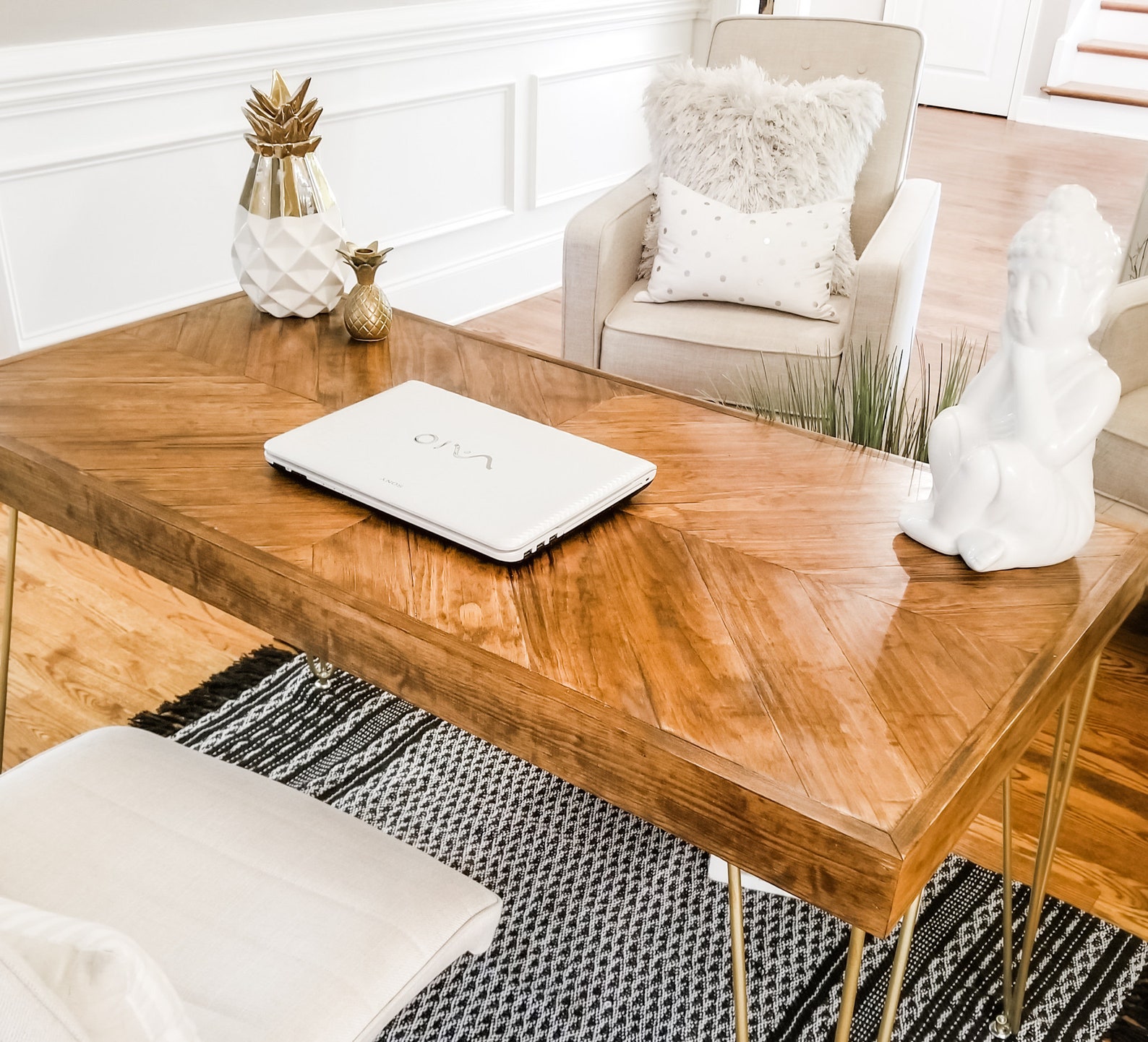 Kingsley Collection Mirrored Chevron Desk | Etsy