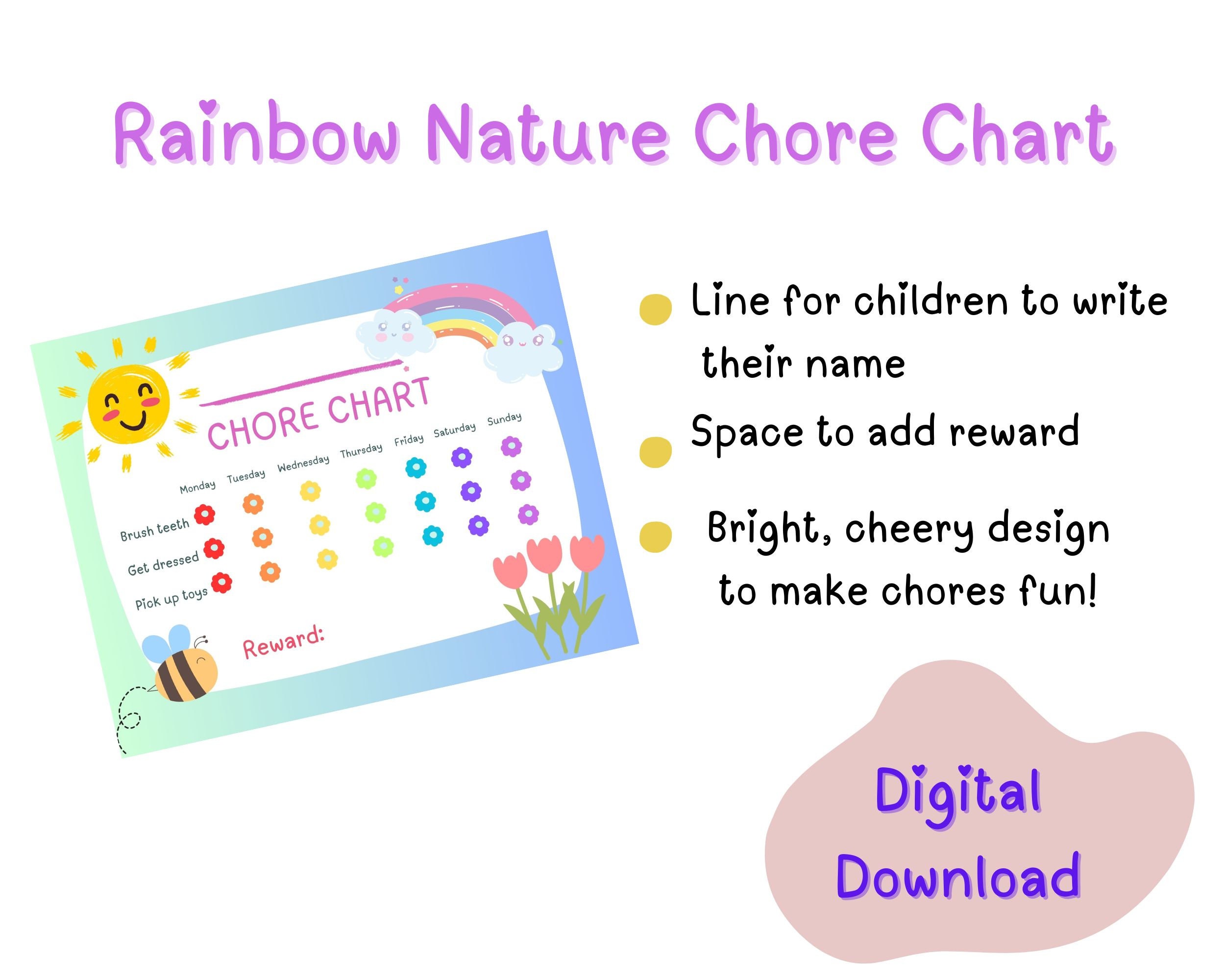 Rainbow Nature Chore Chart - Etsy