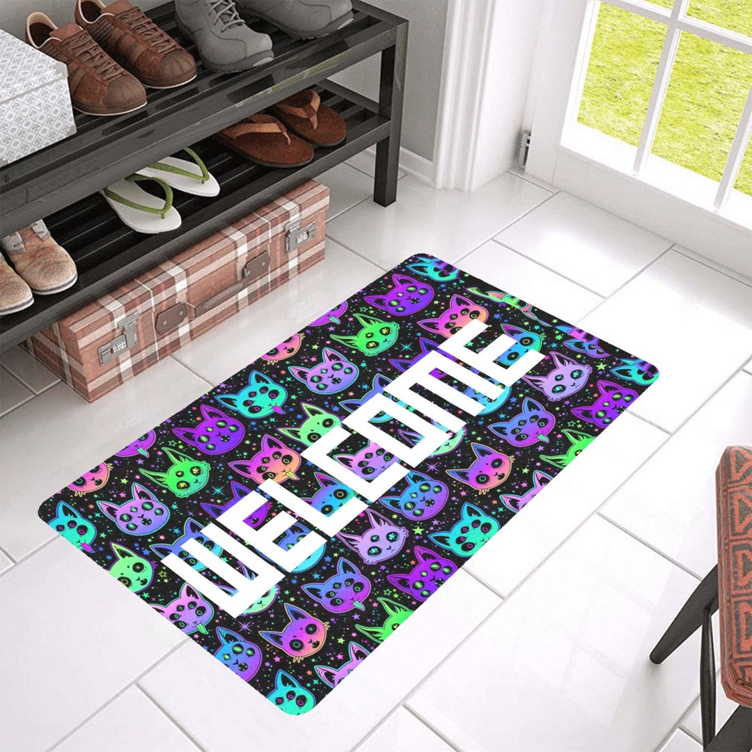 Pastel Goth Welcome Cat Doormat Gothic Home Decor Alien Door - Etsy