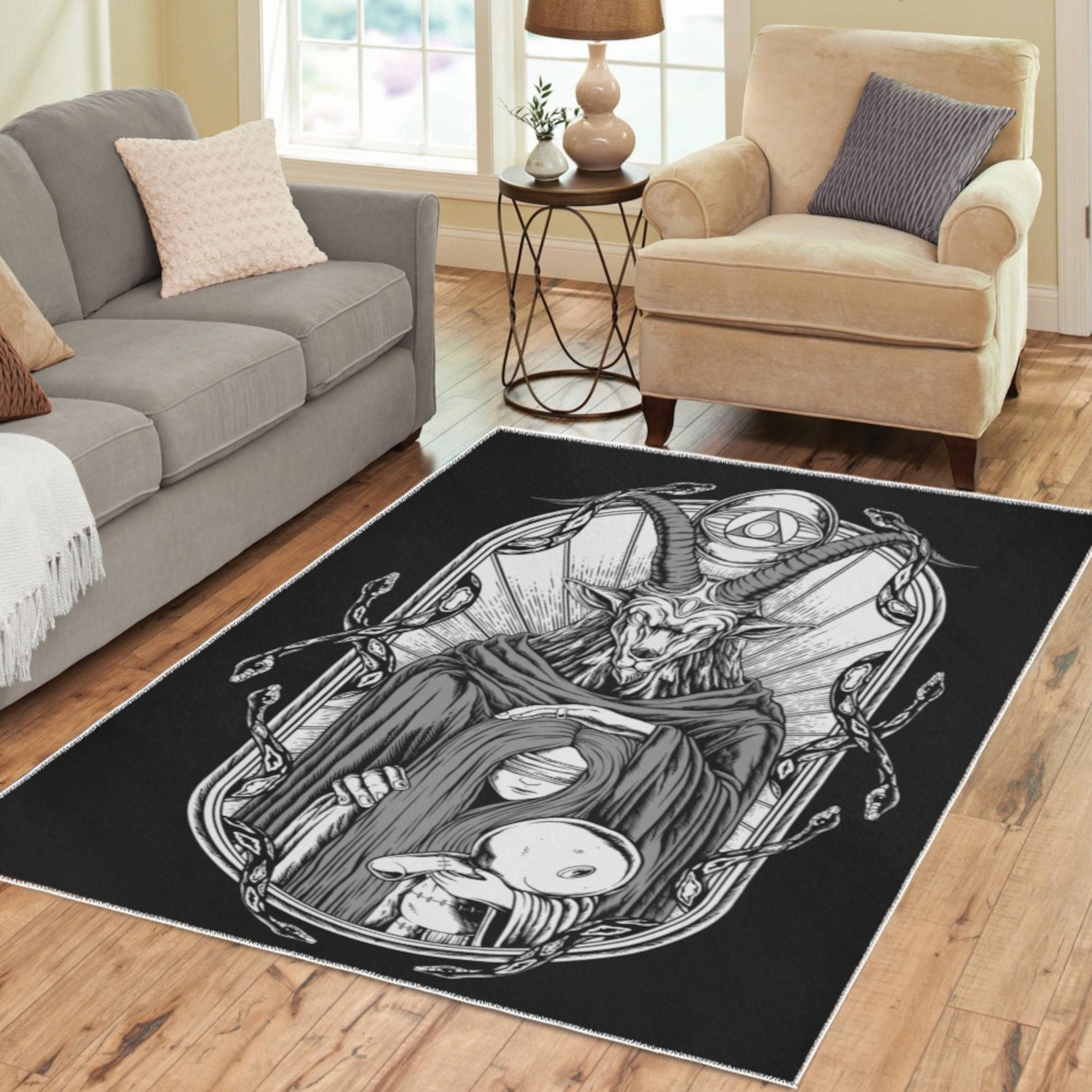 Gothic Home Décor Gothic Rug Baphomet Satanic Area Rug | Etsy UK