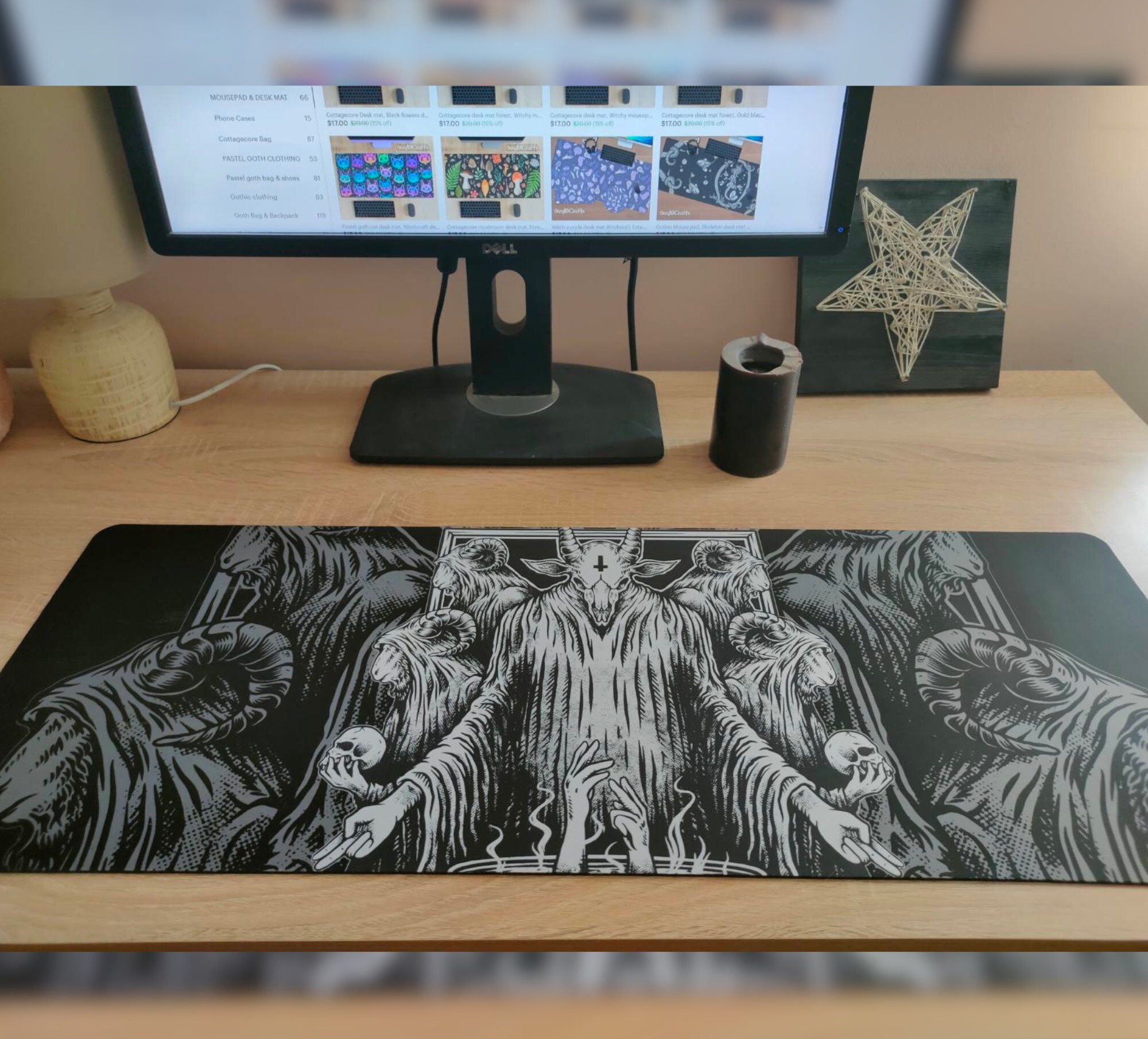 Satanic Baphomet desk mat, Occult Mouse pad, Gothic desk mat sold by ...