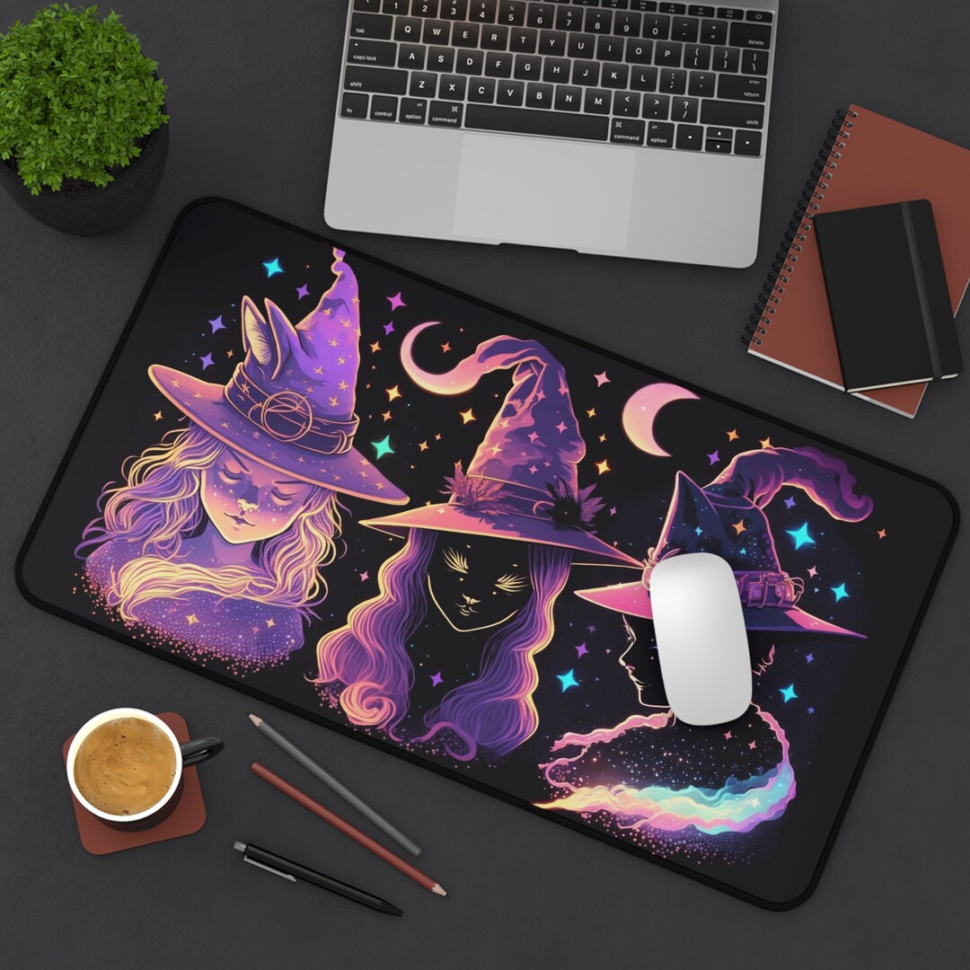 Pastel Goth Cats Desk Mat Witch Mousepad Black Desk Mat Aesthetic ...