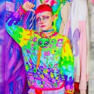 Kidcore Harajuku Sweatshirt Decora Kei Clothing Yami Kawaii Rainbowcore ...