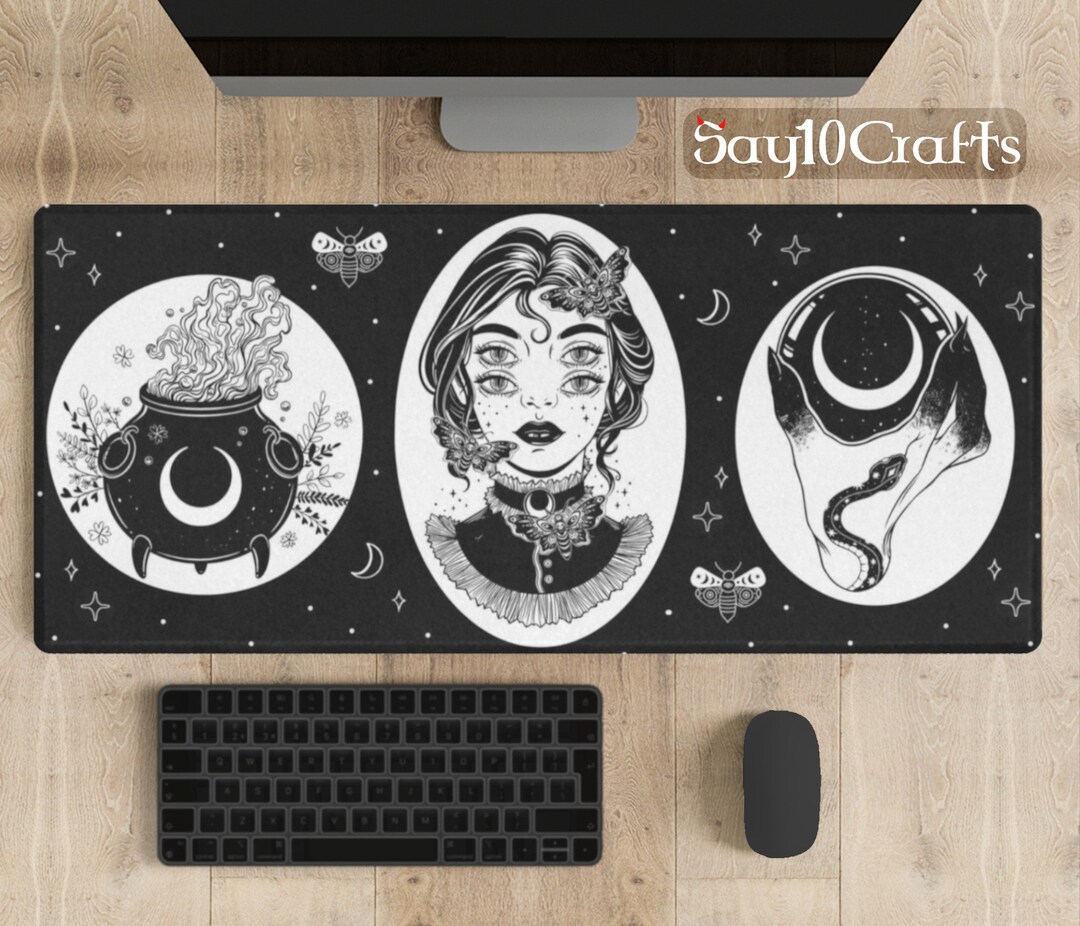 Gothic Witch Mouse Pad Occult Desk Mat Black Gaming XXL - Etsy