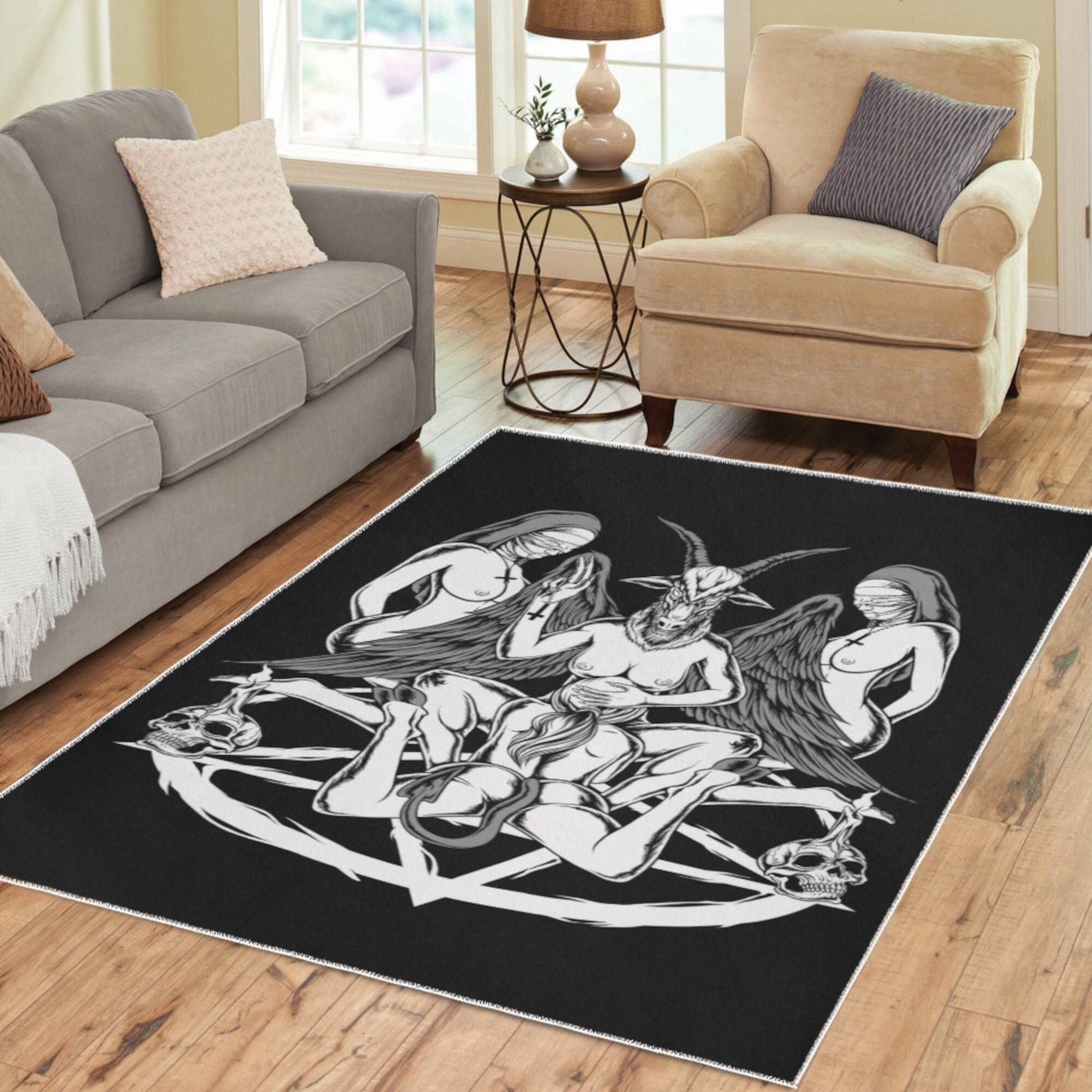 Gothic Home Décor Gothic Rug Baphomet Satanic Area Rug - Etsy