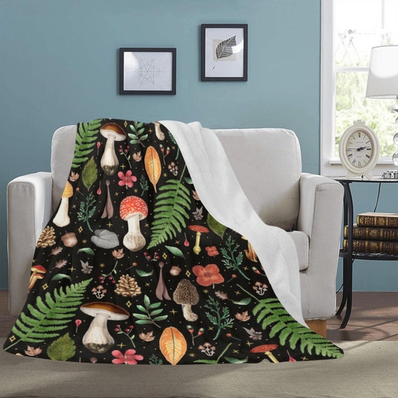 Cottagecore Mushroom Blanket Goth Blanket Dark Cottagecore - Etsy