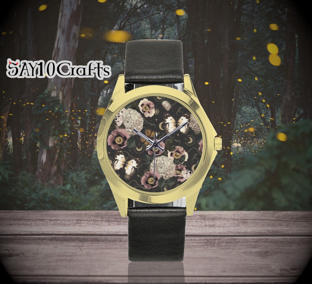 Dark Cottagecore Watch Moth Witch Leather Watch Gold / Silver - Etsy
