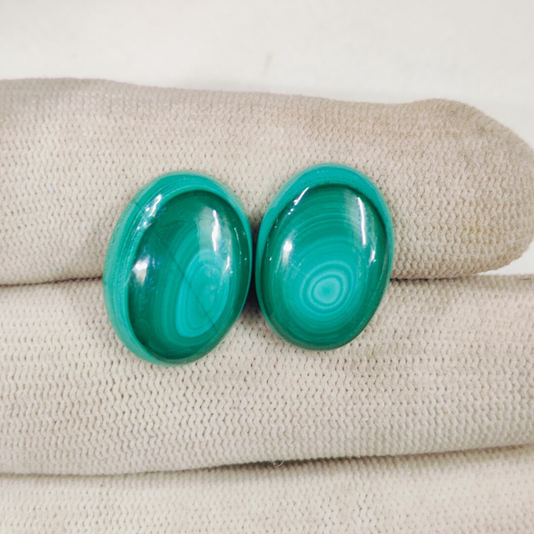 Very Pretty Malachite Oval Shape Cabochon Size-19x13x5 MM 19x14x5 MM 2 ...