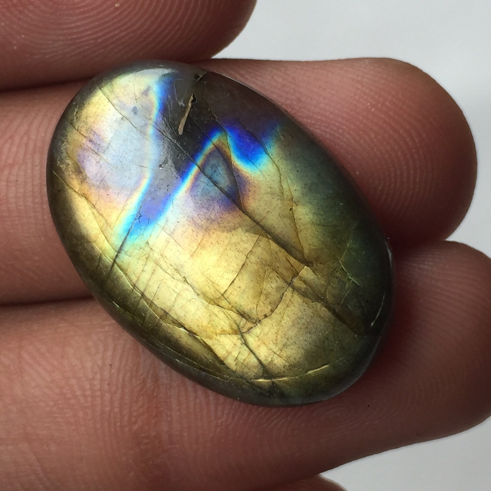 Amazing Yellow Flashy Labradorite Cabochon Gemstone | Etsy