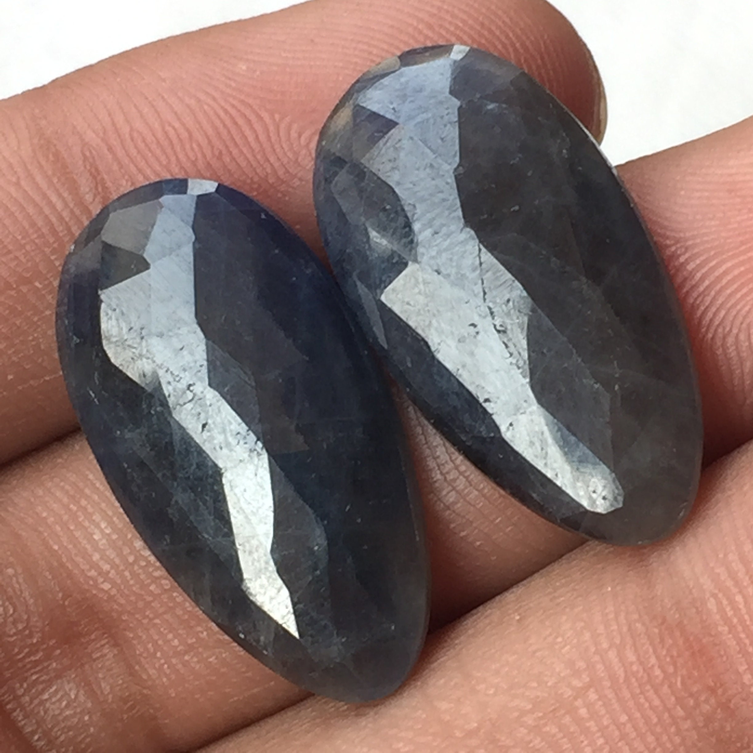 27x14x4 MM Schwarzer Saphir Edelstein Natur 1 Paar Ovale Form | Etsy