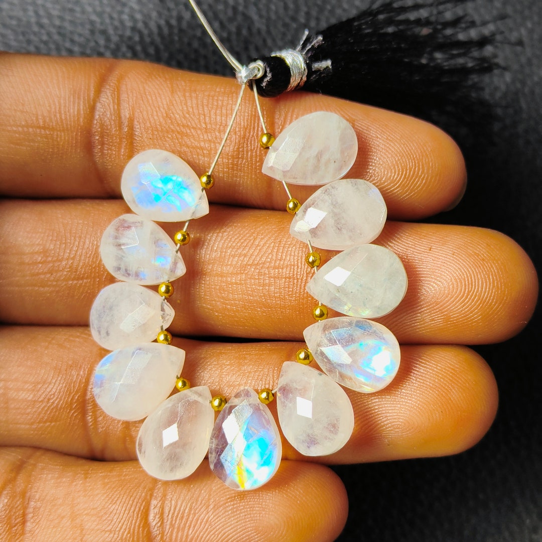 Best Quality Rainbow Moonstone Briolette Gemstone Strand Size 14x10 MM ...