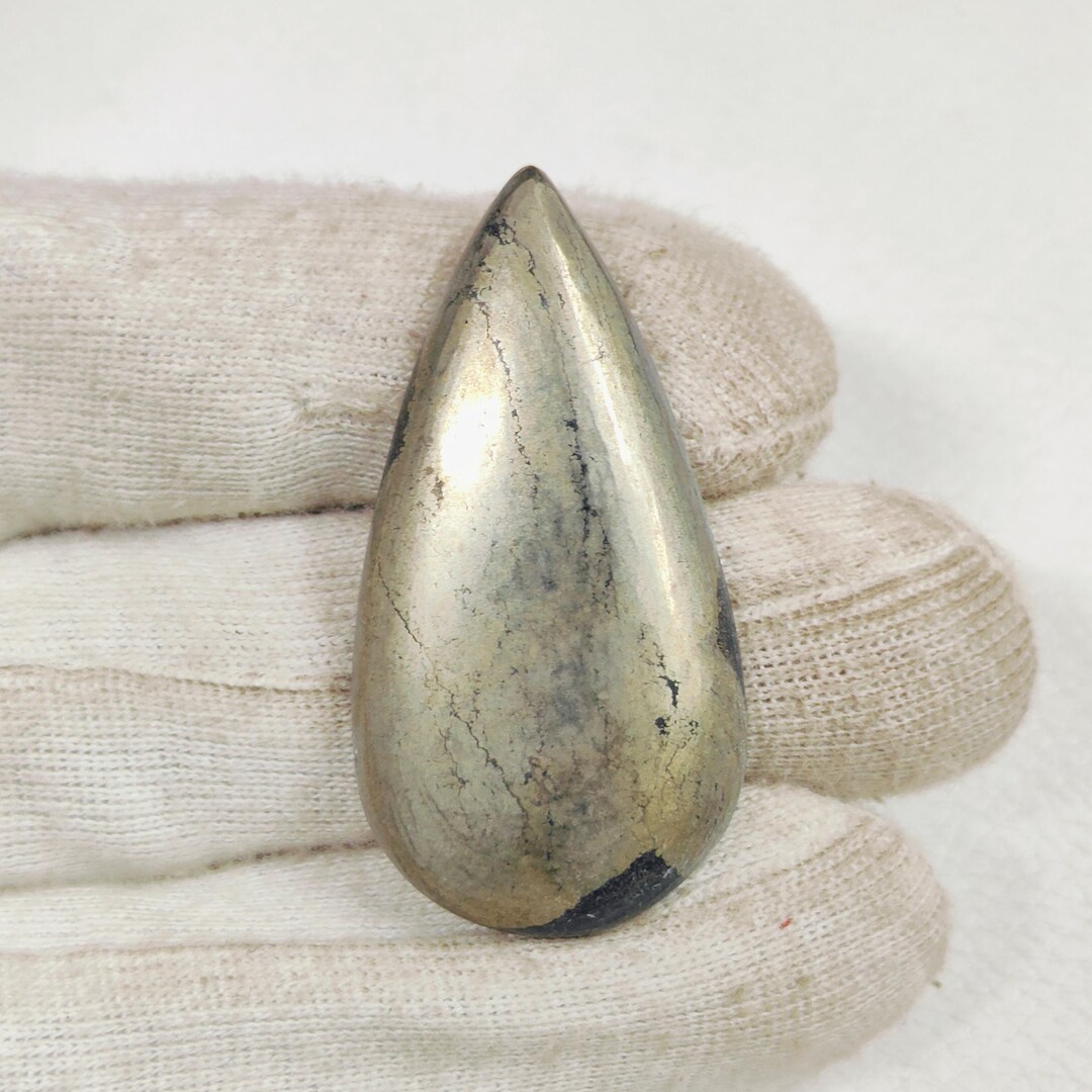 Amazing Pyrite Cabochon Pear Shape Size 44x22x5 MM Handmade Polish ...