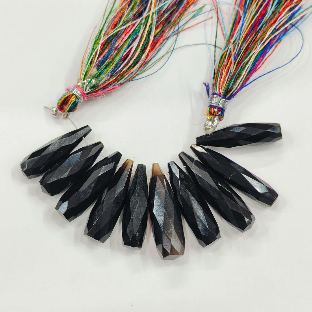 Rare Quality Black Onyx Briolette Strand Size 20x6 MM Teardrop Shape ...