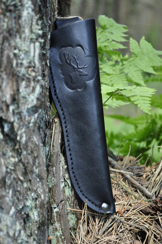 Knife Sheath Knife Holster With Picture of Deer Black Genuine | Etsy
