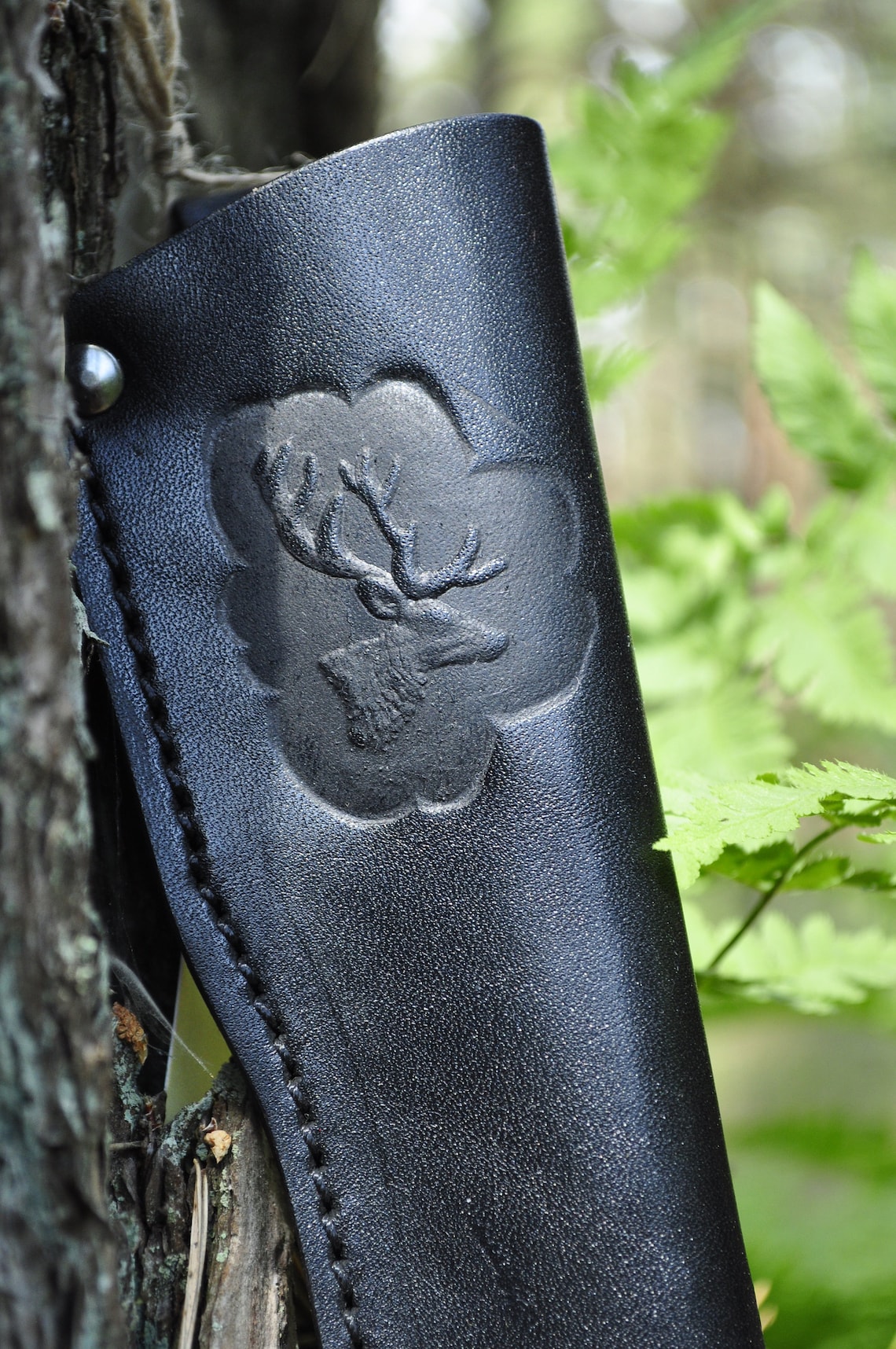 Knife Sheath Knife Holster With Picture of Deer Black Genuine - Etsy