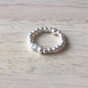 Sterling Silver Beaded Stretch Stacking Ring With Crystal Ab - Etsy UK
