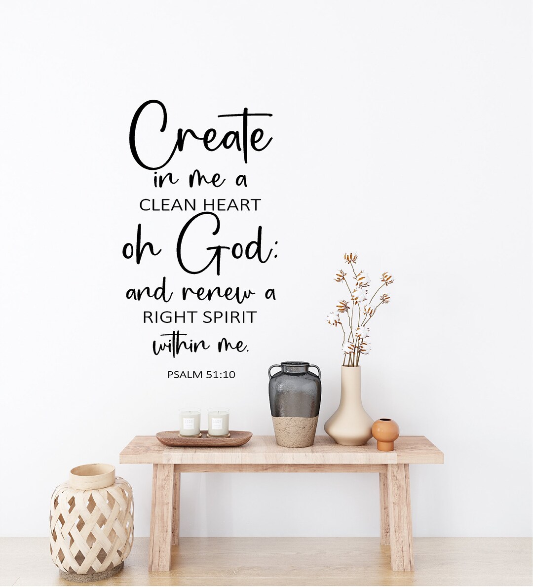 Scripture Psalm 51:10 Wall Decal Sticker Religious Christian Bible ...