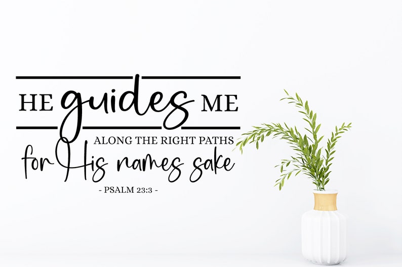 Scripture Psalm 23:3 Wall Decal Sticker Bible Verse Religious Christian ...