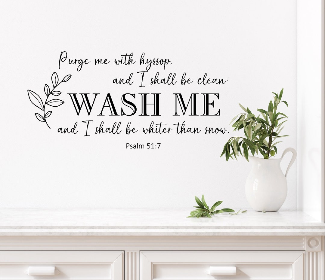 Scripture Psalm 51:7 Wall Decal Sticker Religious Christian Bible Verse ...