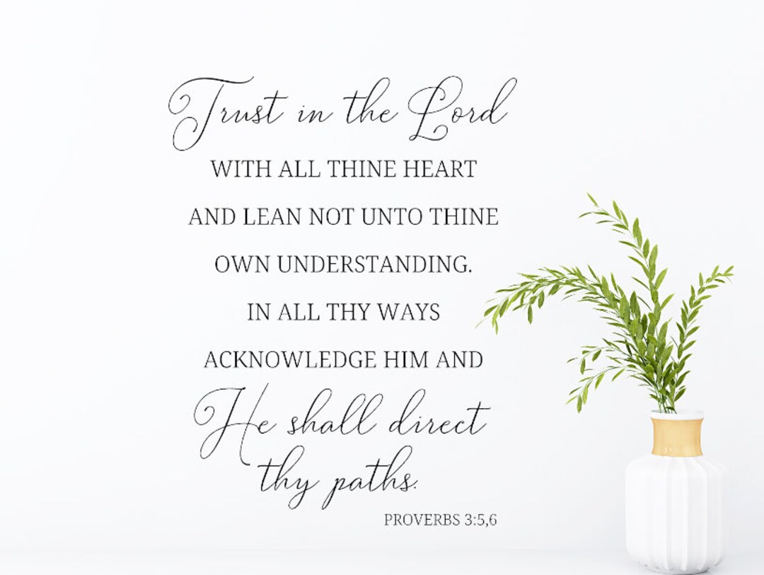 Scripture Proverbs 3:5-6 Wall Decal Sticker Religious Christian Bible ...