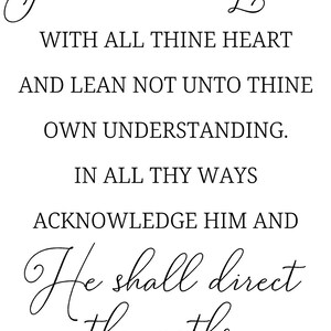 Scripture Proverbs 3:5-6 Wall Decal Sticker Religious Christian Bible ...