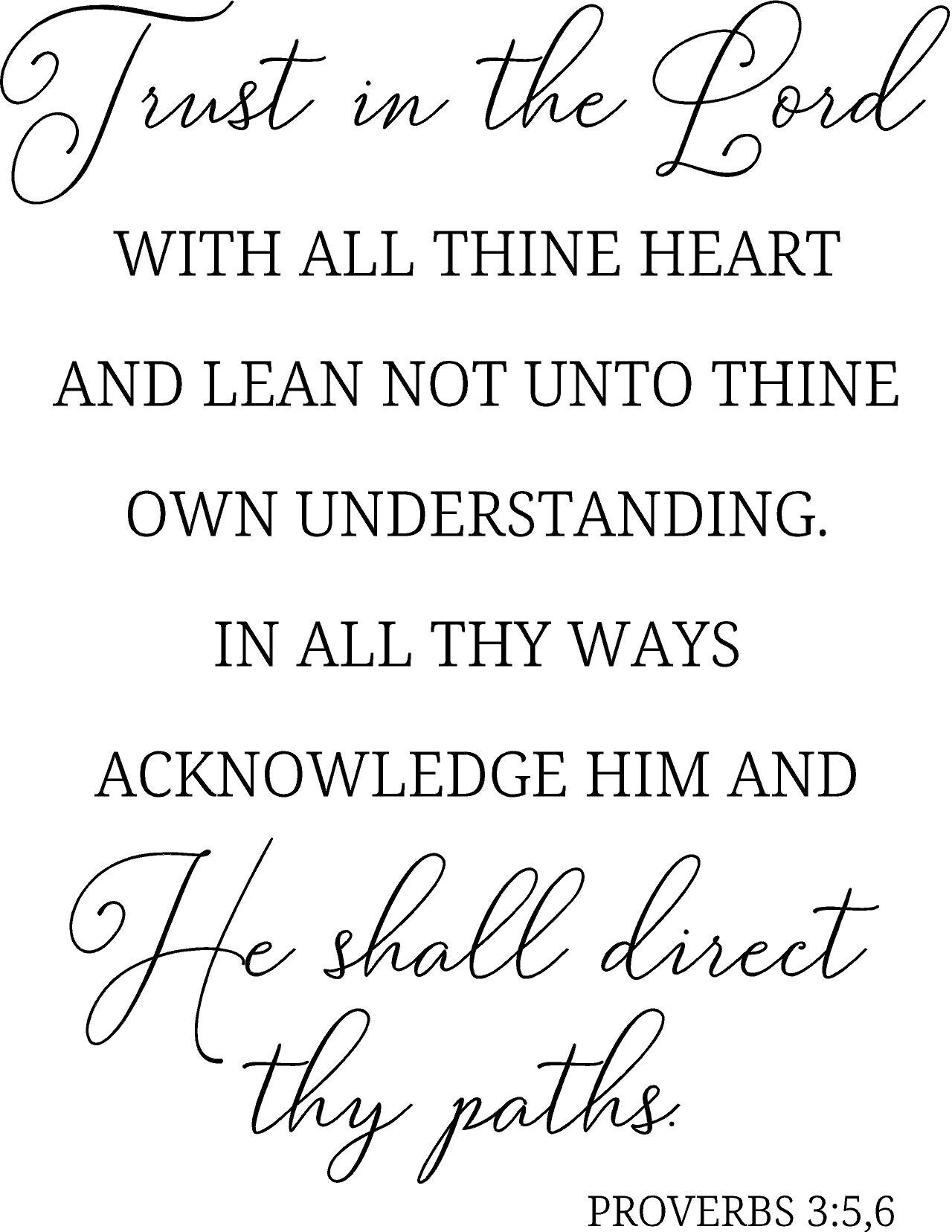 Scripture Proverbs 3:5-6 Wall Decal Sticker Religious Christian Bible ...