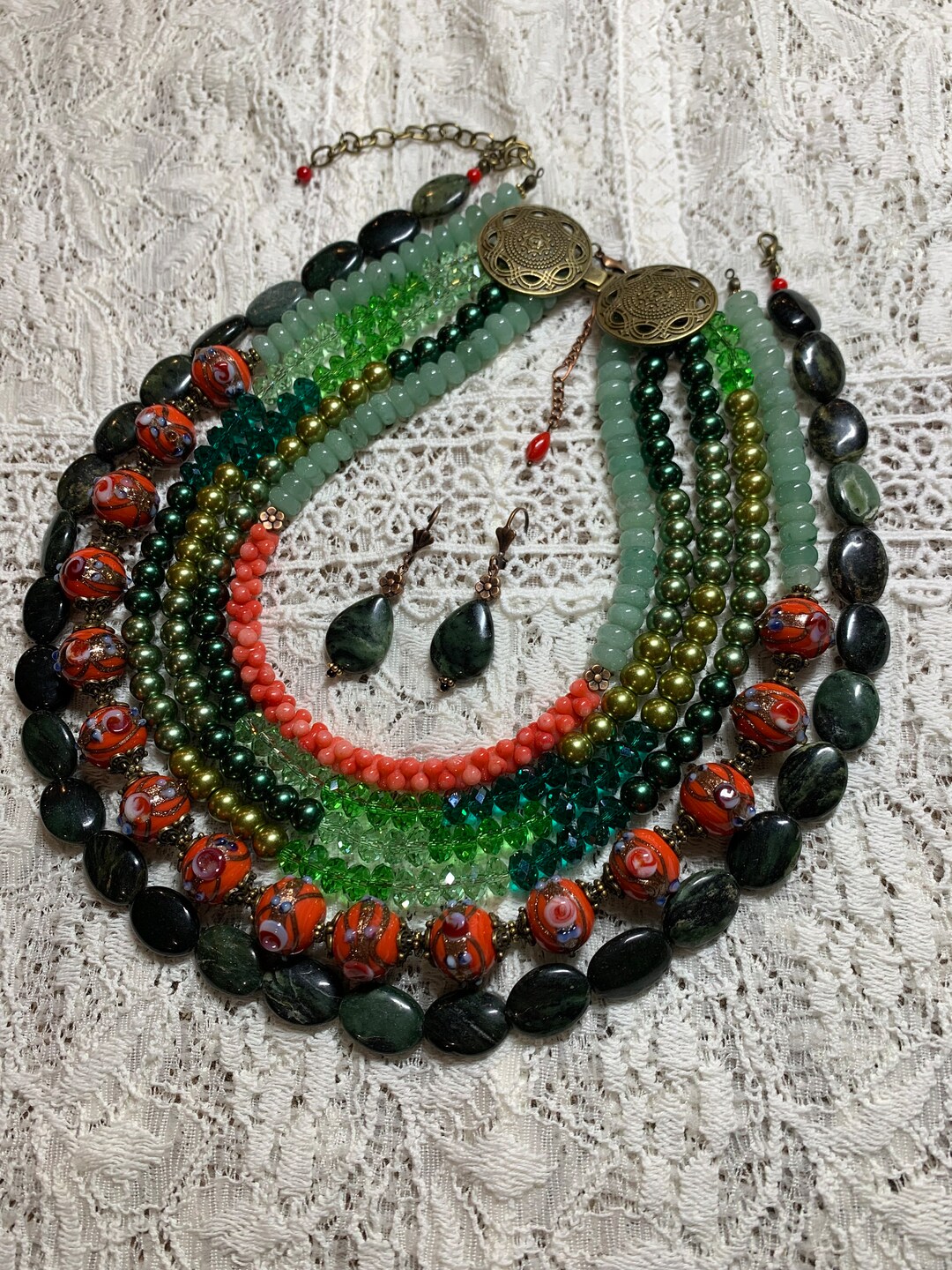 RED CORAL NECKLACE Glass Beads of the Venetian Type Real Coral Necklace ...