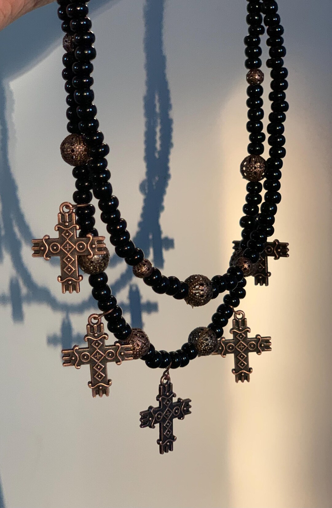 Ukrainian Jewelry Set Black Statement Necklace Cross Necklace Black ...