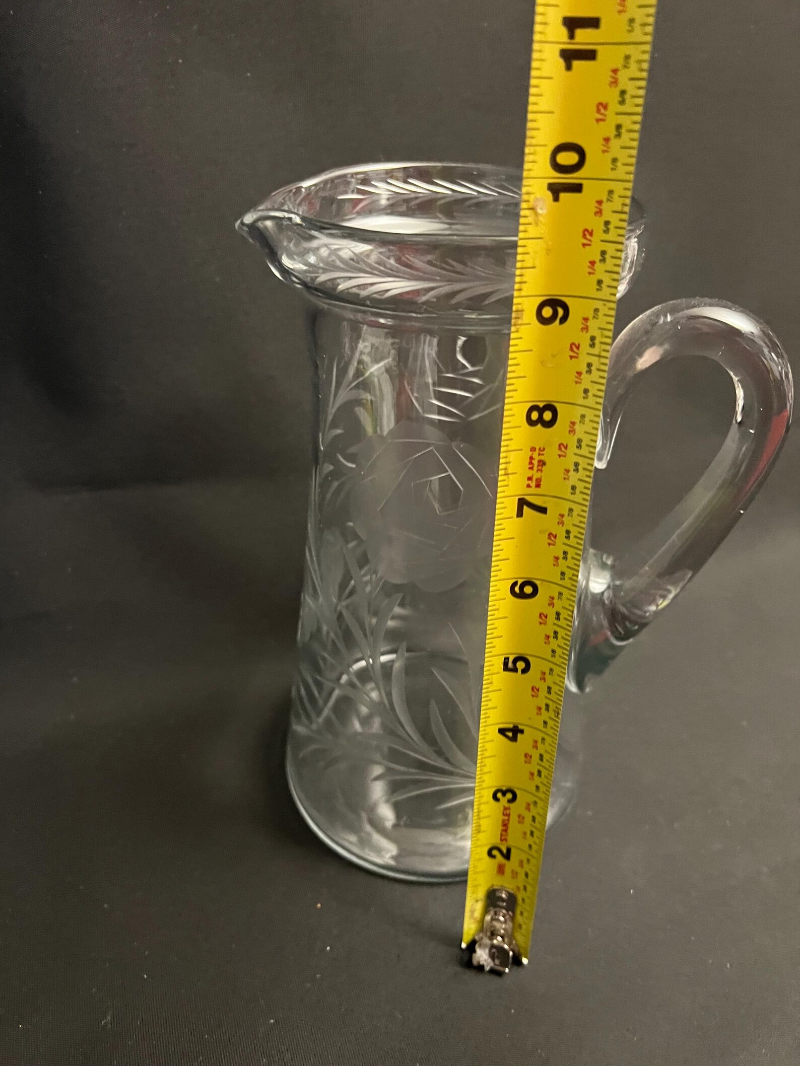 Mid-century Crystal Etched Carnations Pitcher - Etsy