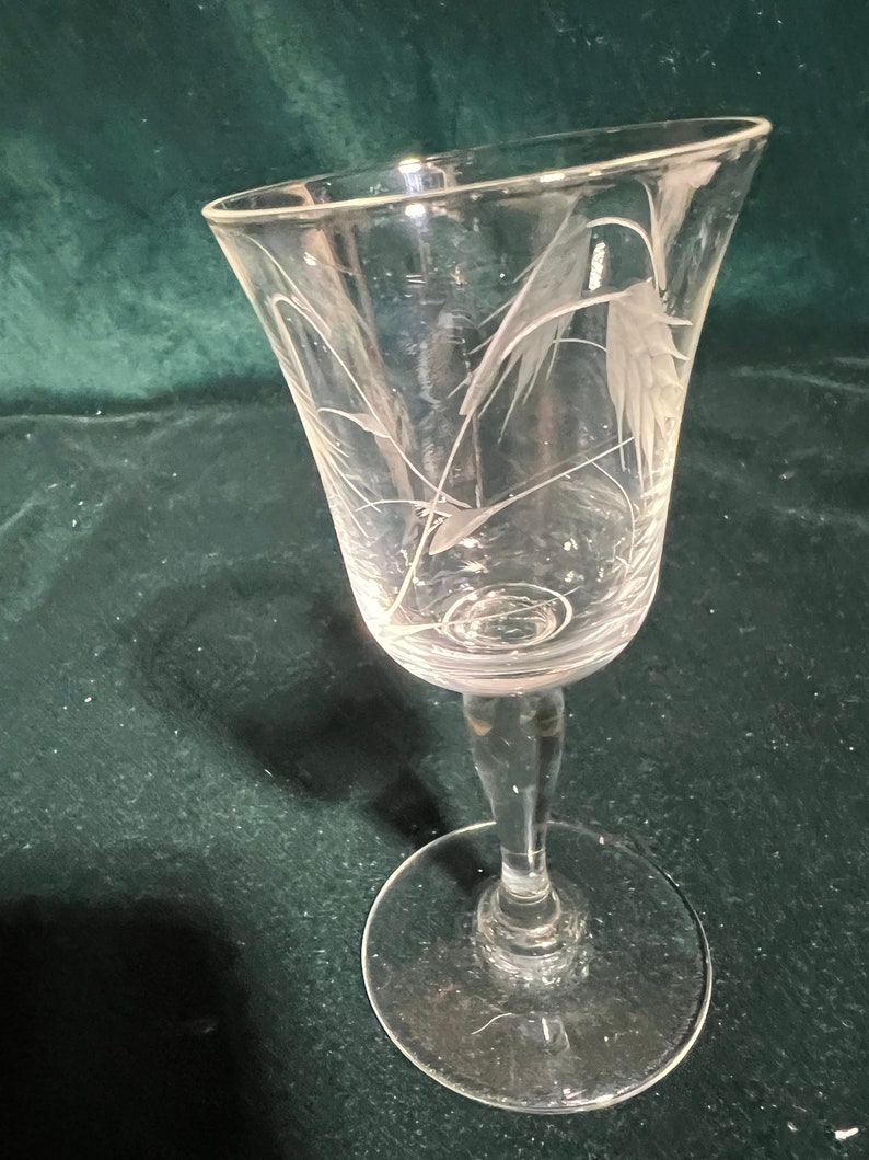 Noritake Sasaki Etched Wheat Pattern Crystal Cordial Glasses Set of 9 ...