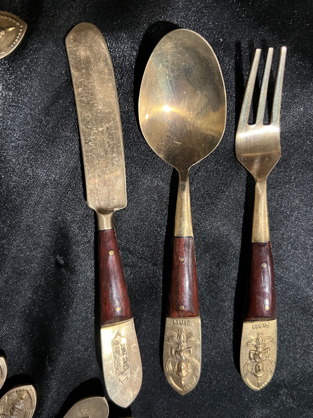 Siam 18 Pieces Handmade Bronze Tea Set Flatware With Rosewood Handles ...