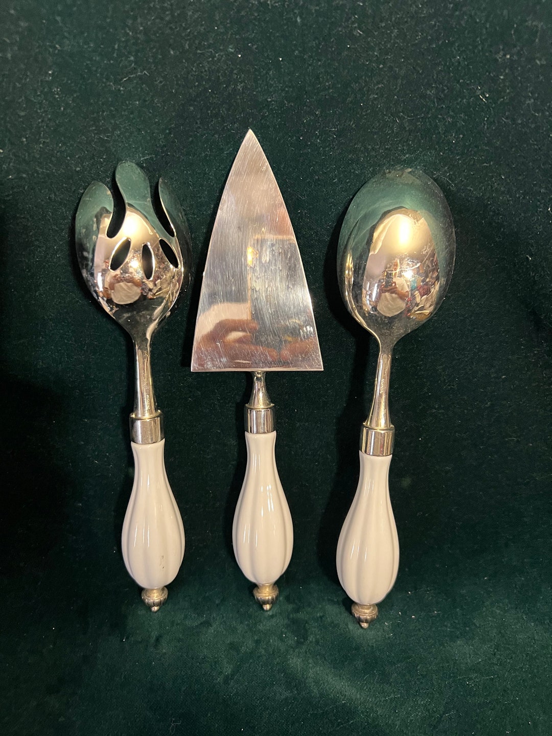 Vintage Godinger Serving Set With Porcelain Handles - Etsy