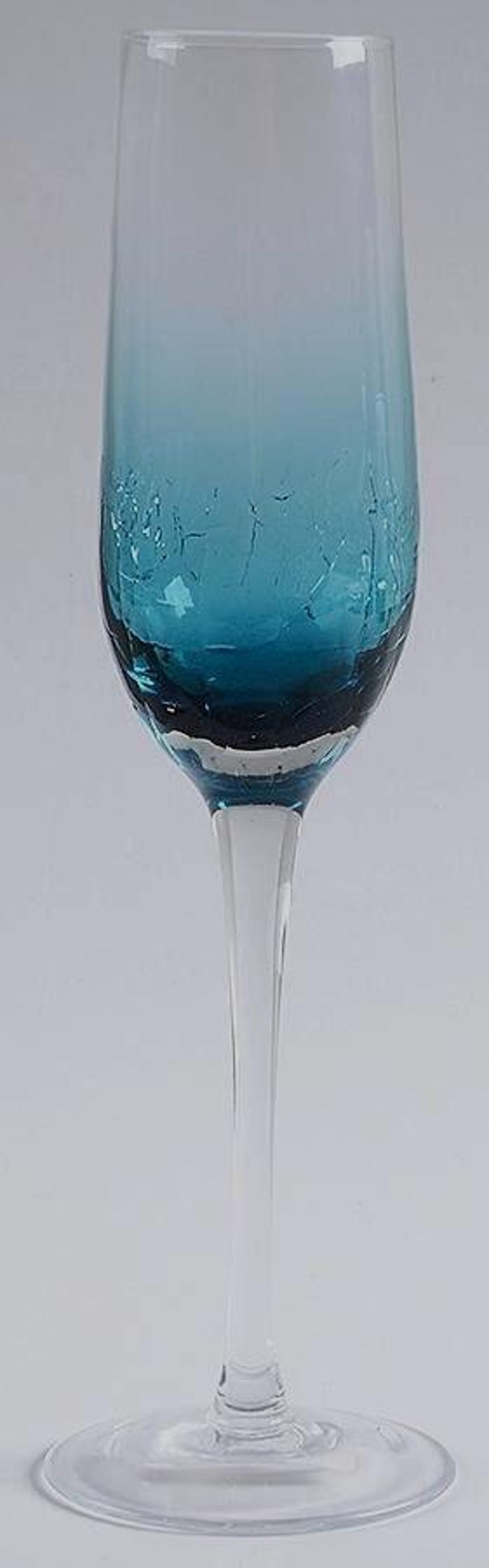 Fluted Champagne Glass Teal Blue "crackle" by PIER 1 - Etsy
