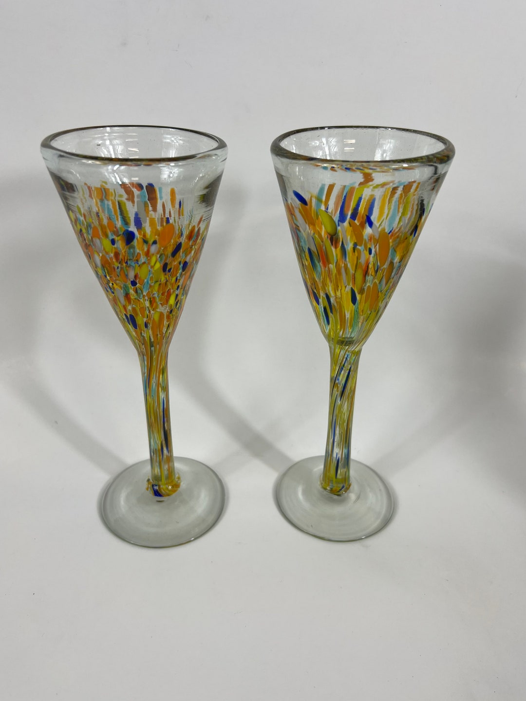 Pair of Confetti Handblown Glass Champagne Flutes - Etsy
