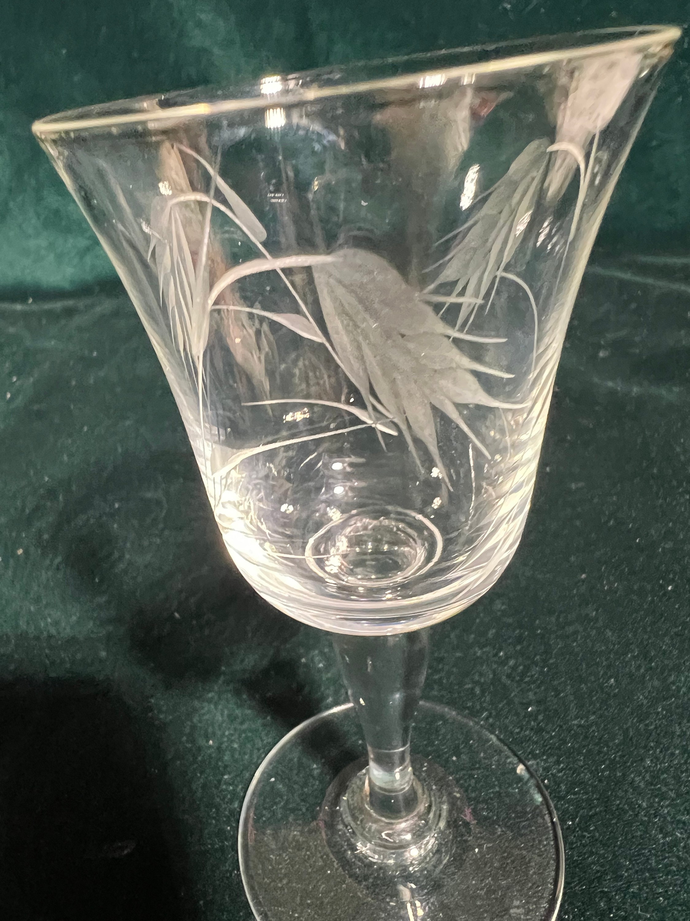 Noritake Sasaki Etched Wheat Pattern Crystal Cordial Glasses Set of 9 ...