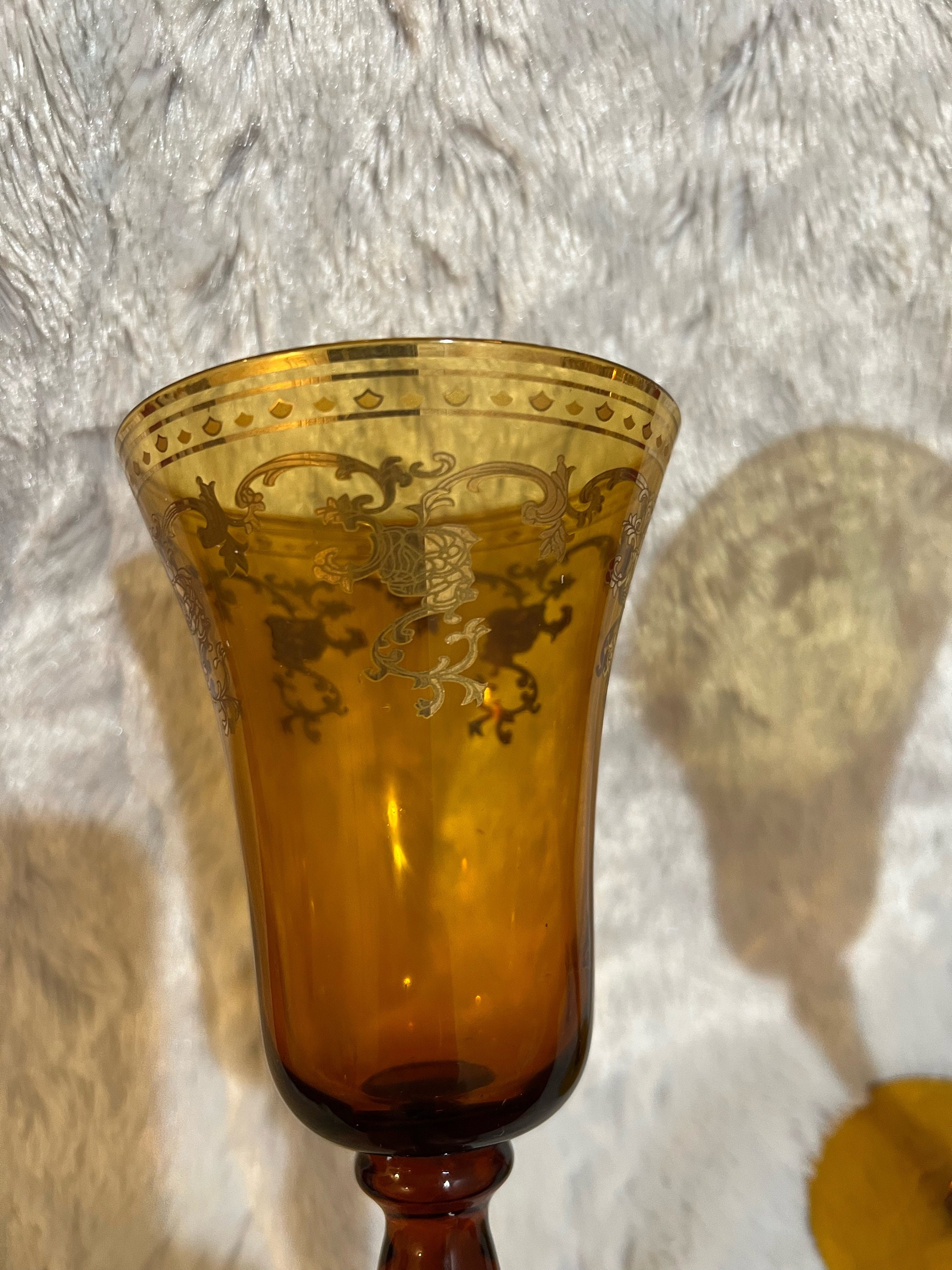 Amber Water Goblets Royal Corona Design - Etsy