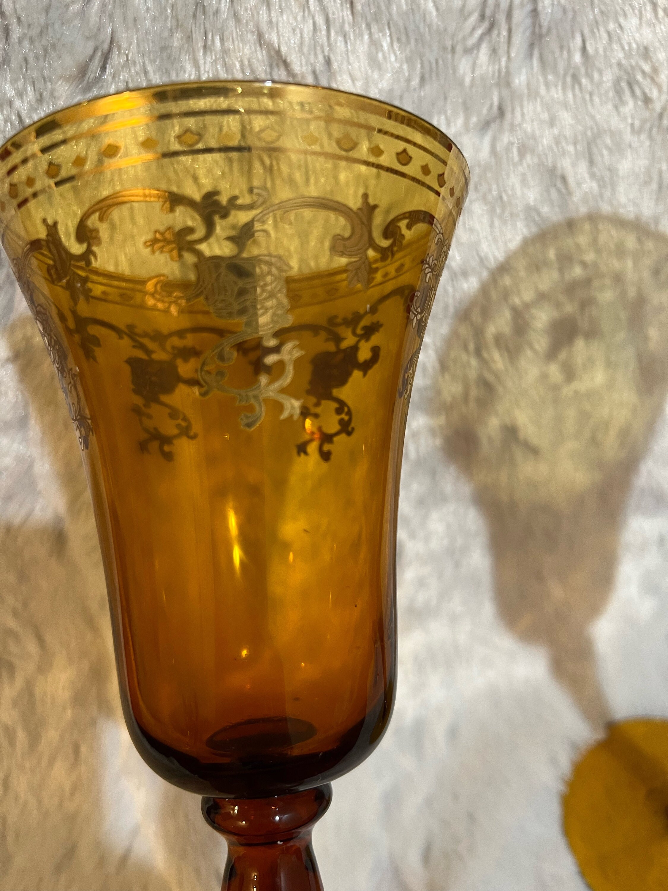 Amber Water Goblets Royal Corona Design - Etsy