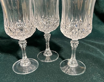 6 Cristal D'arques Water Glasses Model Louvre Crystal Stemmed Glasses ...