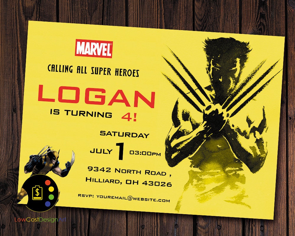 Wolverine Invitation Wolverine Birthday Invitation Wolverine | Etsy