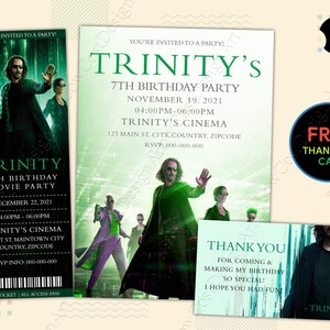 The Matrix Birthday Invitation, the Matrix Movie Ticket, the Matrix ...