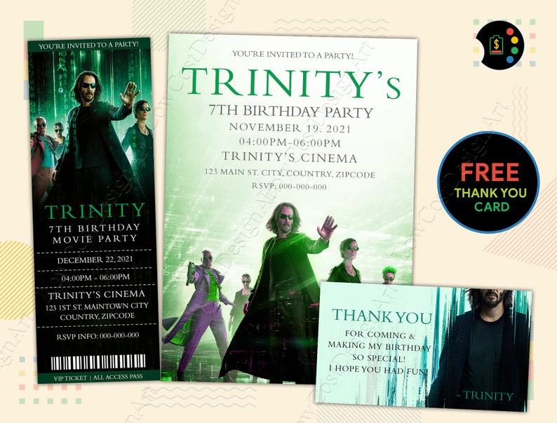 The Matrix Birthday Invitation the Matrix Movie Ticket the - Etsy UK